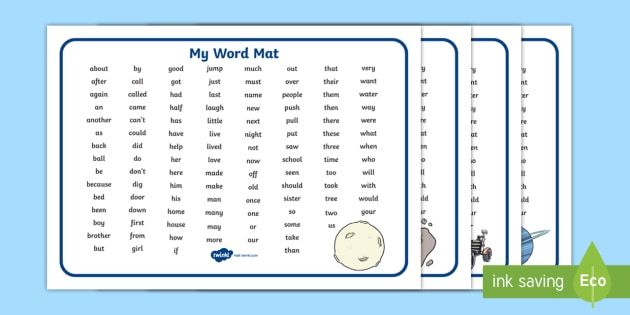Space Themed KS1 Word Mat