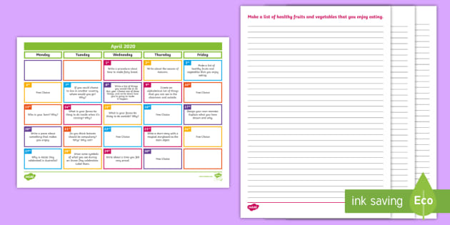 April Writing Prompts Display Calendar (teacher made)