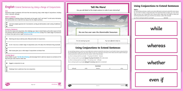 Extend Sentences Using Range Conjunctions Ideas - Connectives