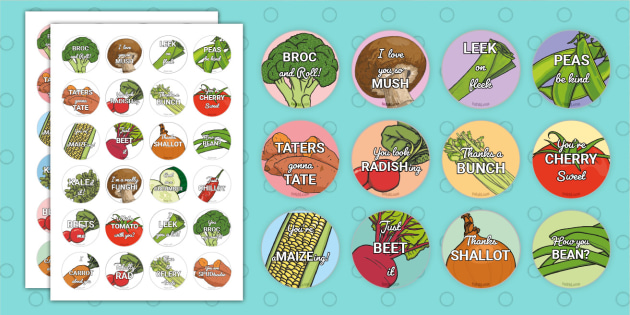 Vegetable Puns | Pastel Colours | Reward Stickers