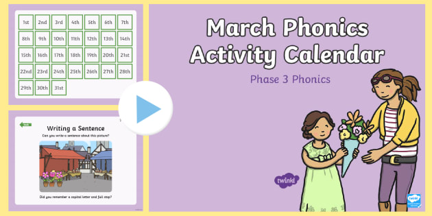 Phase 3 March Phonics Activity Calendar PowerPoint
