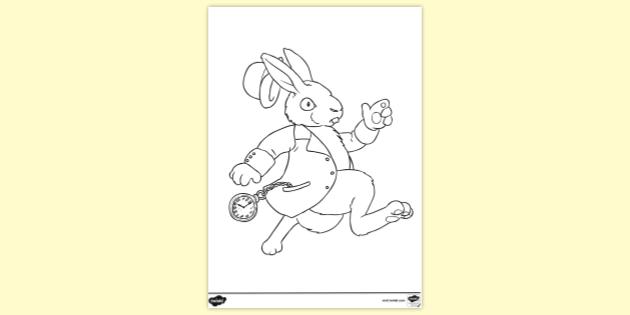 FREE! - White Rabbit Colouring Sheet (Teacher-Made)