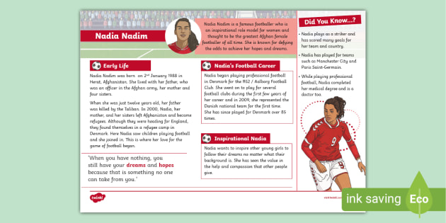 Nadia Nadim Fact File (teacher made)
