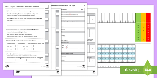 Year 5-6 Grammar and Punctuation Assessment Pack