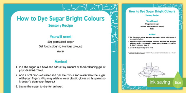 How to Dye Sugar Bright Colours Recipe (teacher made)