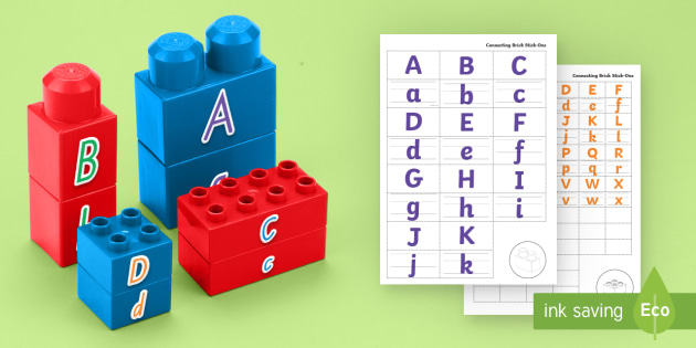Upper and Lower Case Letters Matching Connecting Bricks Game