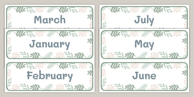 👉 Botanical-Themed Months of the Year Display Cards