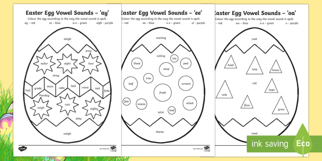 Easter Egg Spelling and Colour Activity Sheets