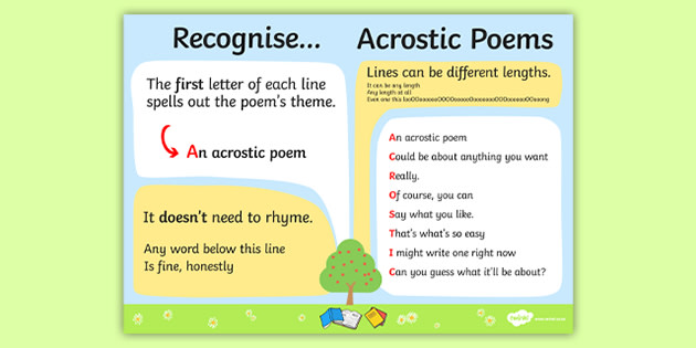 What Is An Acrostic Poem Acrostic Poem Examples For Children