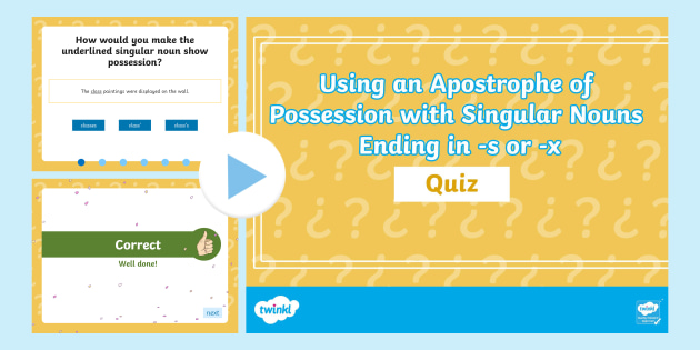 Using an Apostrophe Possession Singular Nouns SPaG PowerPoint