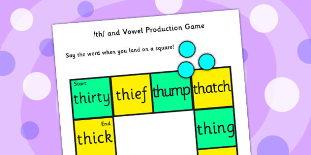 th and Vowel Production Game (teacher made)