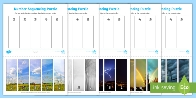 Weather-Themed Number Sequencing Photo Puzzles