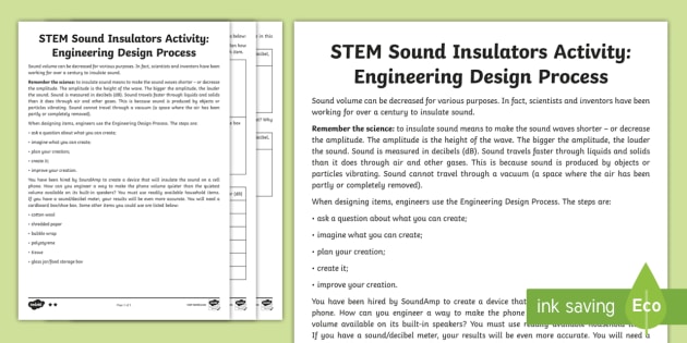 Sound Insulator Differentiated STEAM Activity (teacher made)