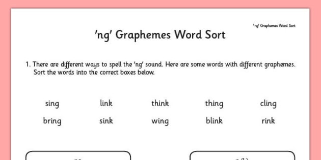 Phase 5 ng Graphemes Word Sort (teacher made)