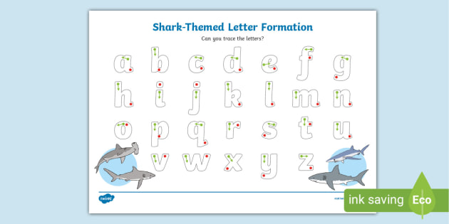 Shark-Themed Letter Formation Activity Sheet (teacher made)