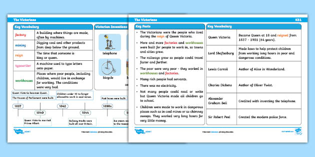 History Knowledge Organiser: The Victorians KS1 History Knowledge Organiser: The Victorians KS1