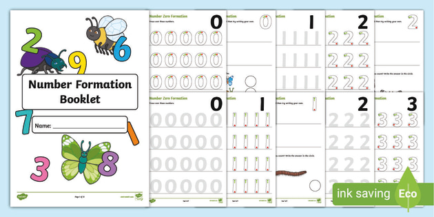 Minibeast Themed 0-9 Number Formation Workbook