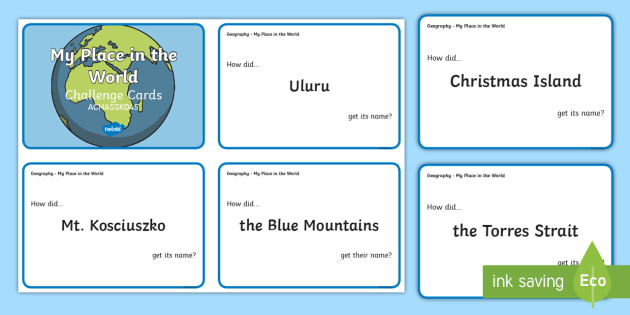 My Place in the World Challenge Cards - Year 2 Geography