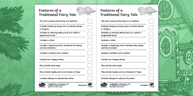 Features of a Traditional Fairy Tale Checklist