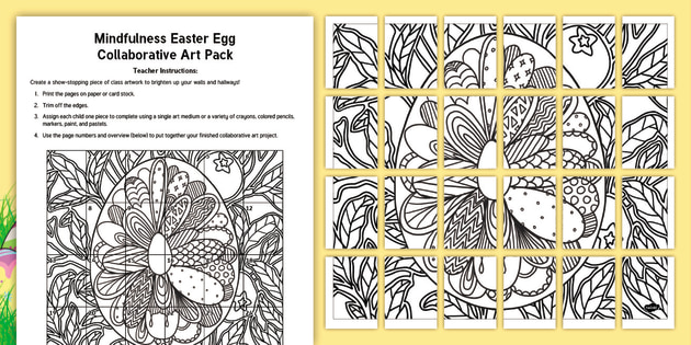 Mindfulness Easter Egg Collaborative Art Pack (teacher made)