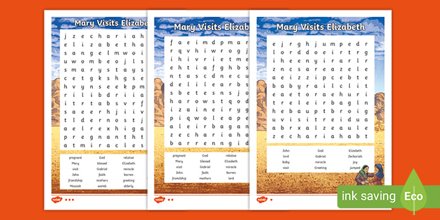 Mary Visits Elizabeth Word Search (teacher made)