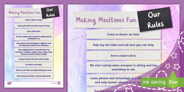 Making Mealtimes Fun: Our Rules (Teacher-Made)