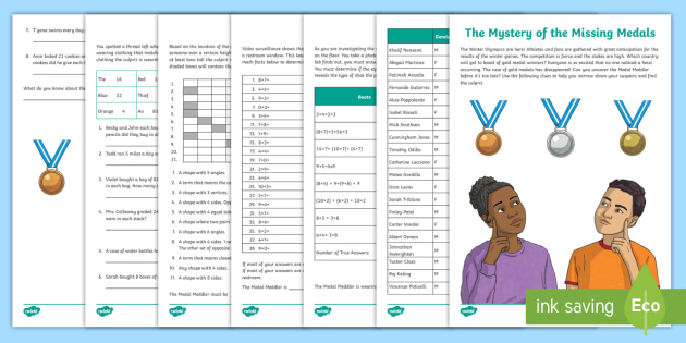 The Mystery of the Missing Medals Math Game (teacher made)