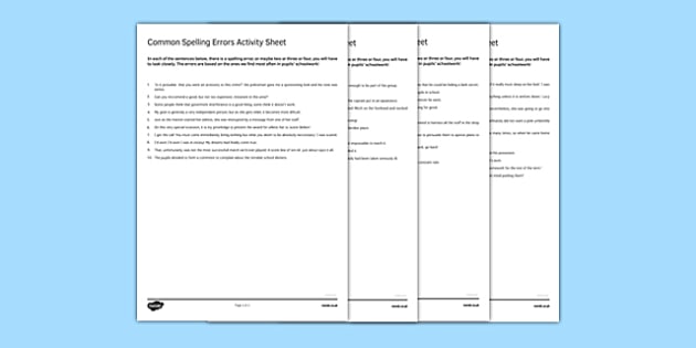 Correct Spelling Errors Worksheet Correct Spelling Errors Worksheet