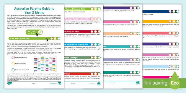 Australian Parents Guide to Year 2 Maths (teacher made)
