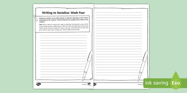 Writing to Socialise Week Four - Worksheet (teacher made)