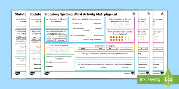 Year 5 and 6 Statutory Spelling Words Activity Mat Pack 14