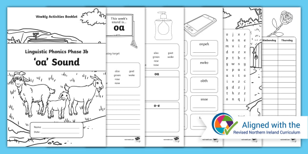 Northern Ireland Linguistic Phonics Phase 3b 'oa' Sound Weekly Activity