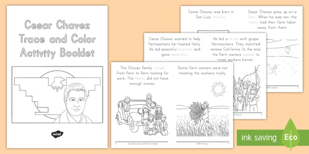 Cesar Chavez Trace and Color Activity Booklet (teacher made)