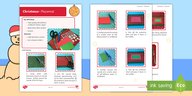Christmas Placemat Craft Instructions (teacher made)