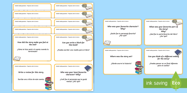 Guided Reading Question Cards English/Spanish - Guided Reading Question ...