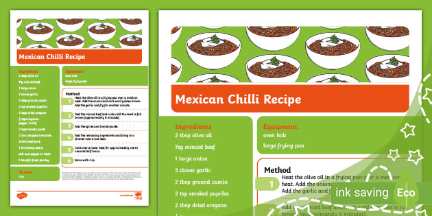 Mexican Chilli Recipe (teacher made)