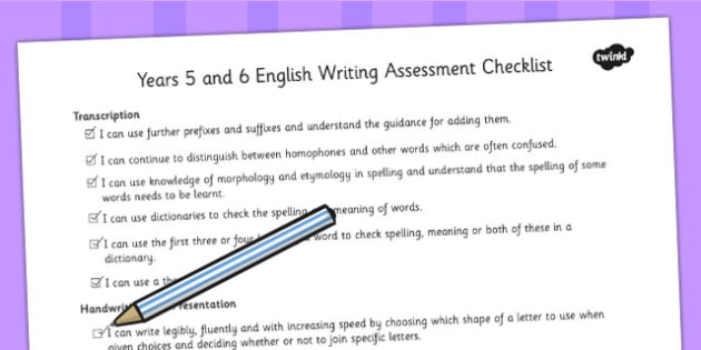 2014 National Curriculum UKS2 Years 5 and 6 Writing Assessment Checklist