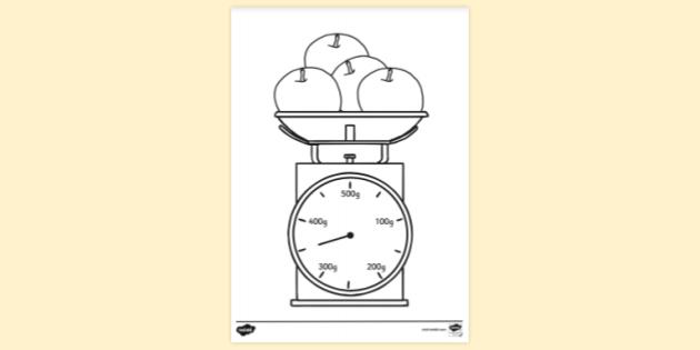 FREE! - 4 Apples on Set of Scales Colouring Sheet Colouring | Colouring ...