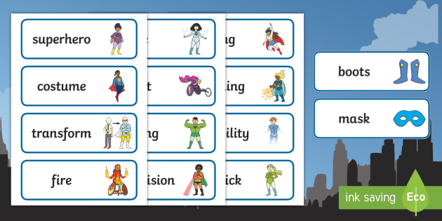 Superhero Word Cards