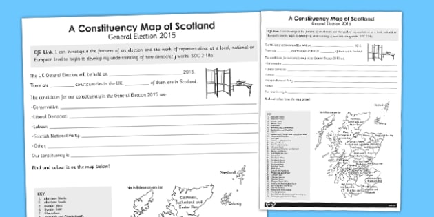 A Constituency Map of Scotland Worksheet
