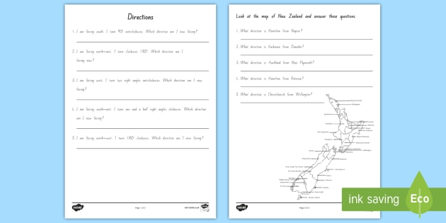 New Zealand Directions Worksheet / Worksheet (teacher made)