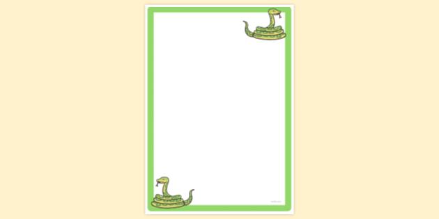 FREE! - Simple Blank Cute Snake Page Border | Page Borders | Twinkl