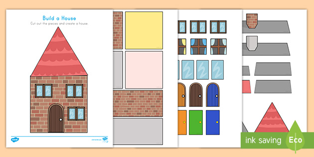 Build a House Using Shapes Activity (teacher made)