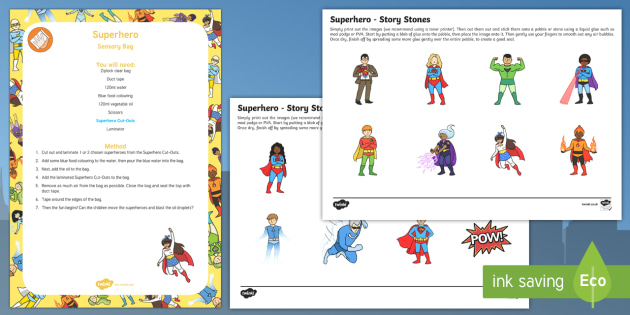 Superhero Sensory Bag - superman, batman, sensory play