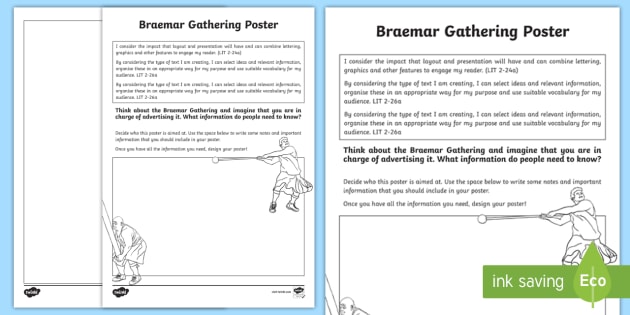 Braemar Gathering Design a Poster Worksheet / Worksheet