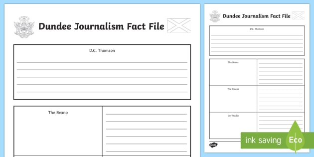 Dundee Journalism Fact File Worksheet / Worksheet