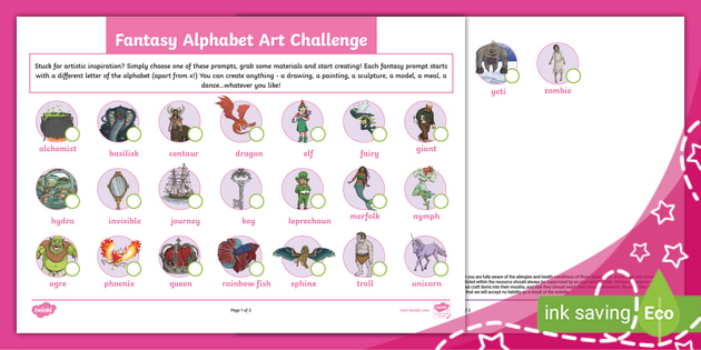 Fantasy Alphabet Art Challenge (teacher made)