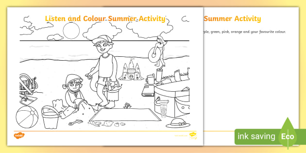 Listen and Colour Summer Activity (teacher made)