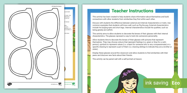 All About Me Glasses Activity (teacher made)
