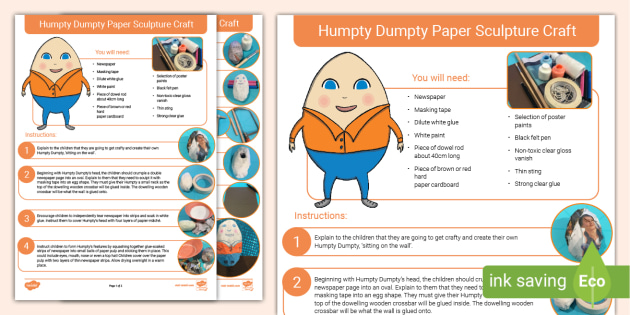 Humpty Dumpty Paper Sculpture Craft